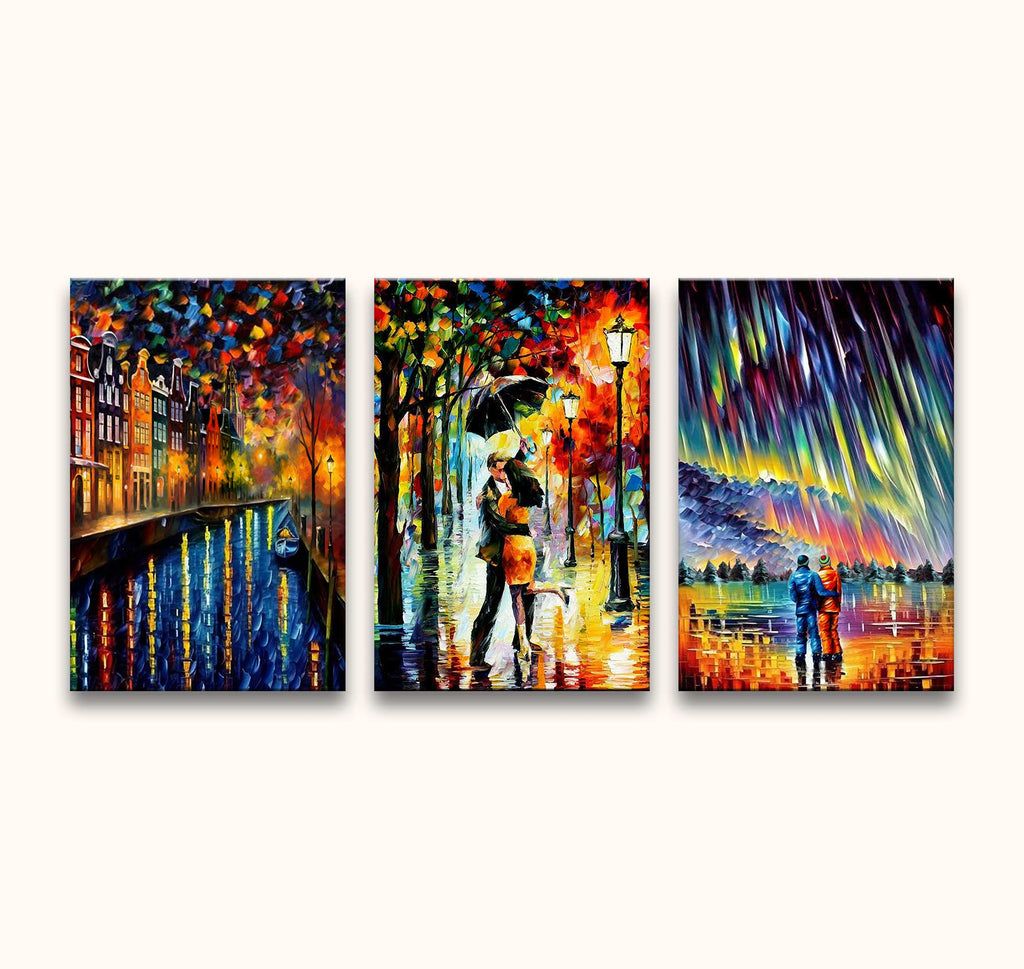 Custom made drieluik - In de stijl van Leonid Afremov – degrootmeesters.com